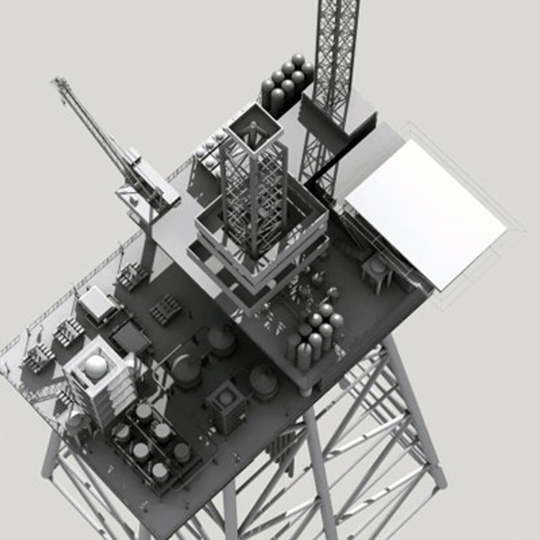 Offshore Fixed Oil Platform 3d Model