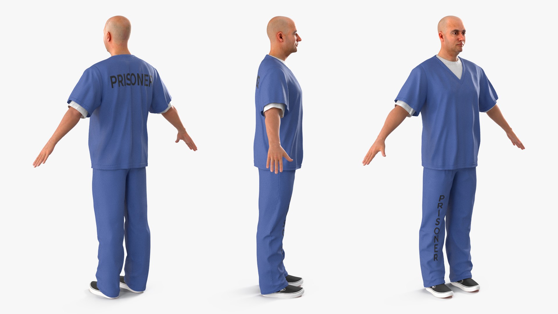 Prisoner In Blue Uniform A-Pose 3D Model - TurboSquid 2363092