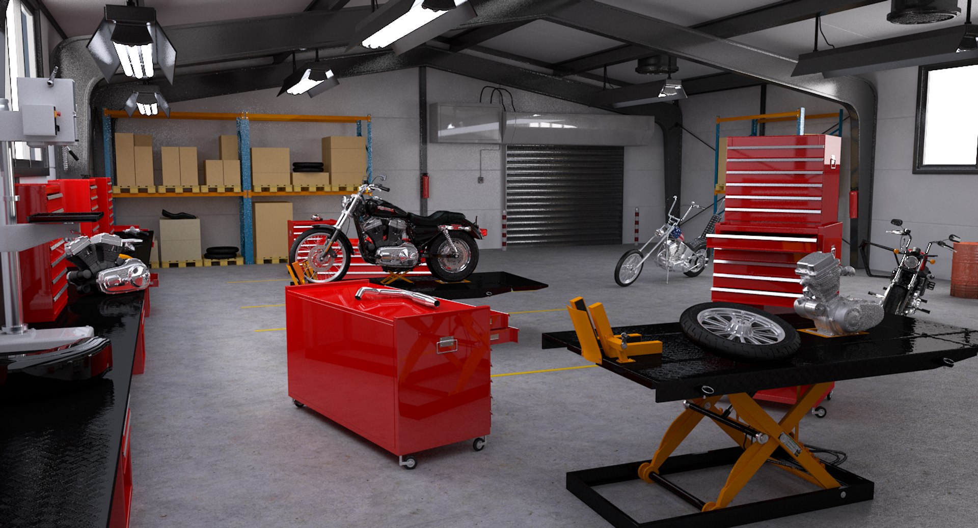 3D Motorcycle Service Interior - TurboSquid 1391245