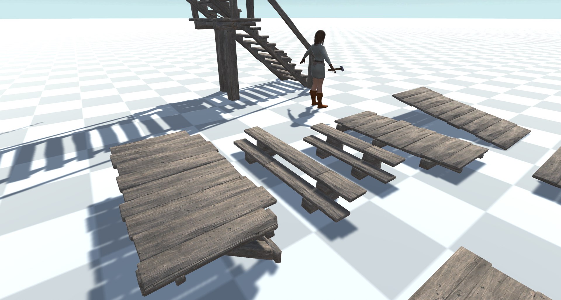 WoodStairSet01 3D model - TurboSquid 2144371