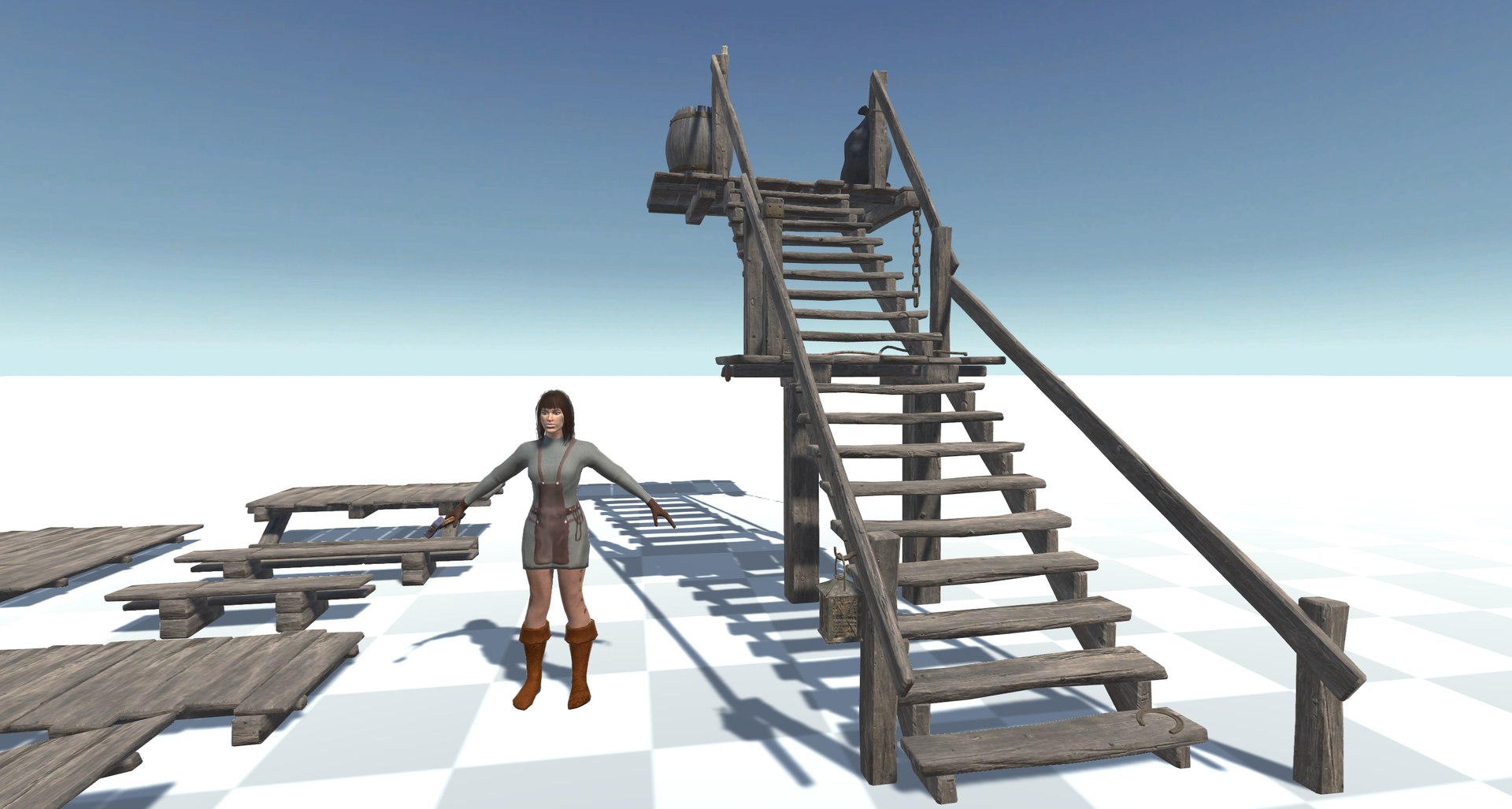 Wood Stair Set 01 3D model - TurboSquid 2144371