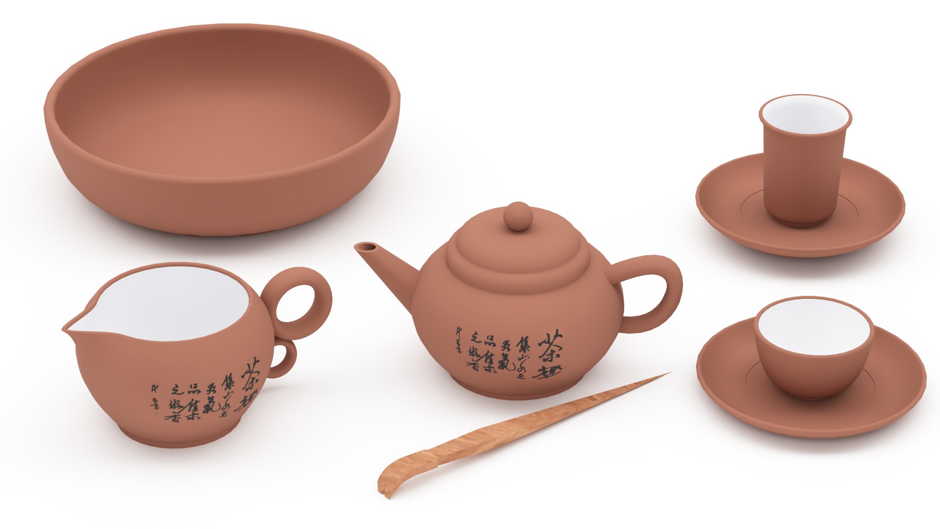 Asian Tea Sets And Coffee Cups 3D - TurboSquid 2064931