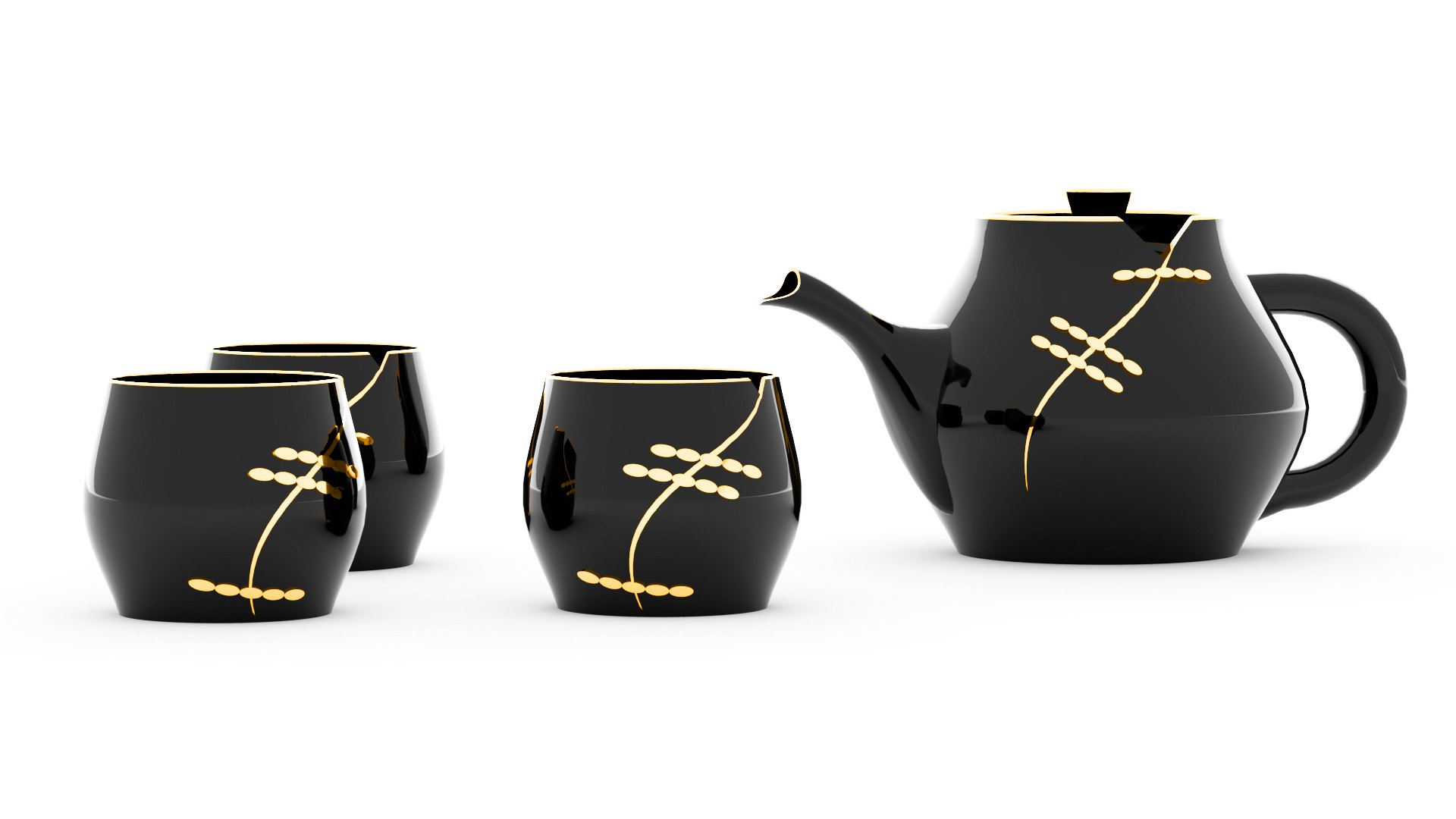 Asian Tea Sets And Coffee Cups 3D - TurboSquid 2064931