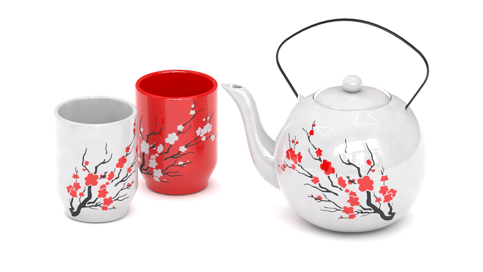 Asian Tea Sets And Coffee Cups 3D - TurboSquid 2064931