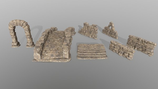 3d realistic medieval wall tower model