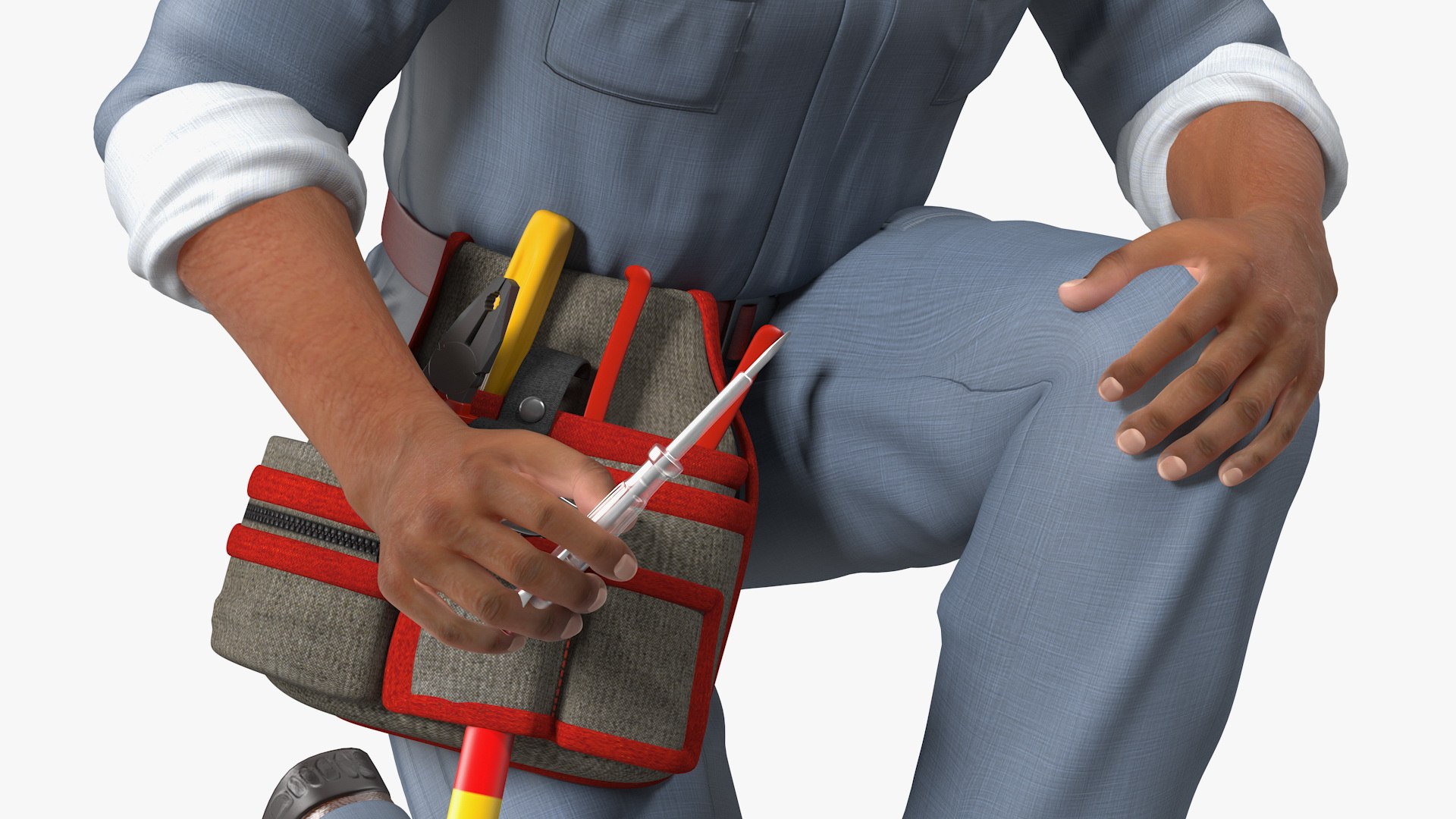 3D Light Skin Black Man Electrician Inspecting Pose - TurboSquid 1755671