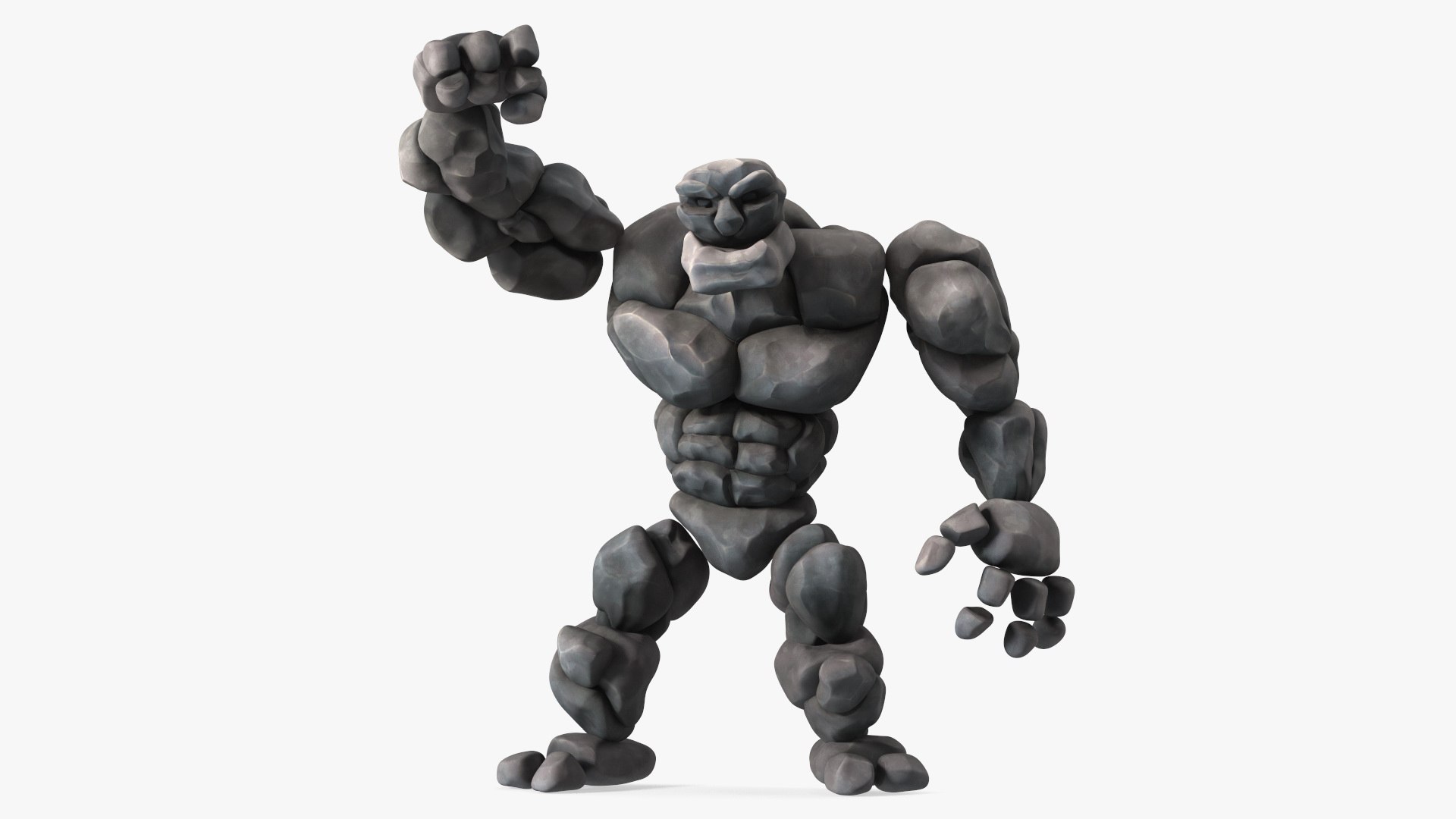 Cartoon Character Gray Stone Golem Happy Pose Model - TurboSquid 1960959