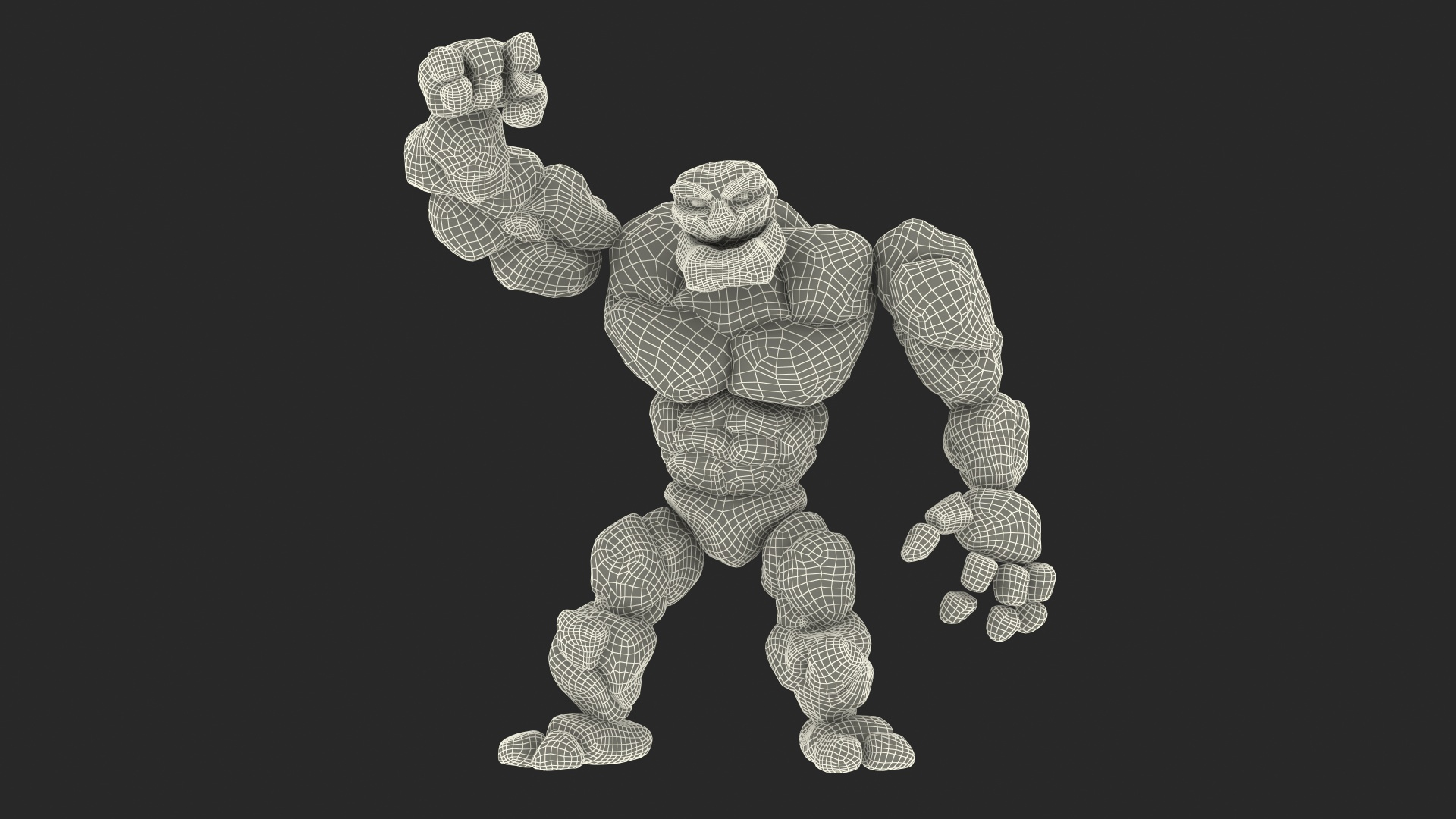 Cartoon Character Gray Stone Golem Happy Pose Model - TurboSquid 1960959