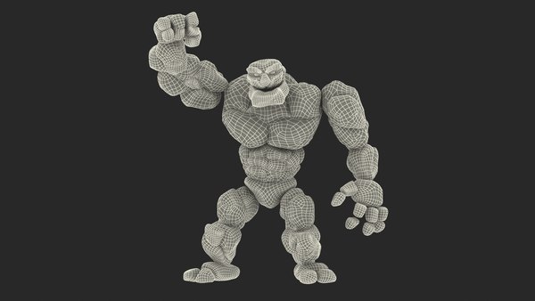 Cartoon Character Gray Stone Golem Happy Pose model - TurboSquid 1960959