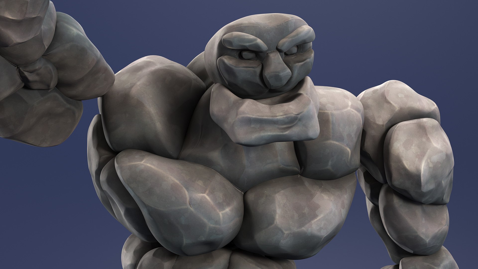 Cartoon Character Gray Stone Golem Happy Pose Model - TurboSquid 1960959