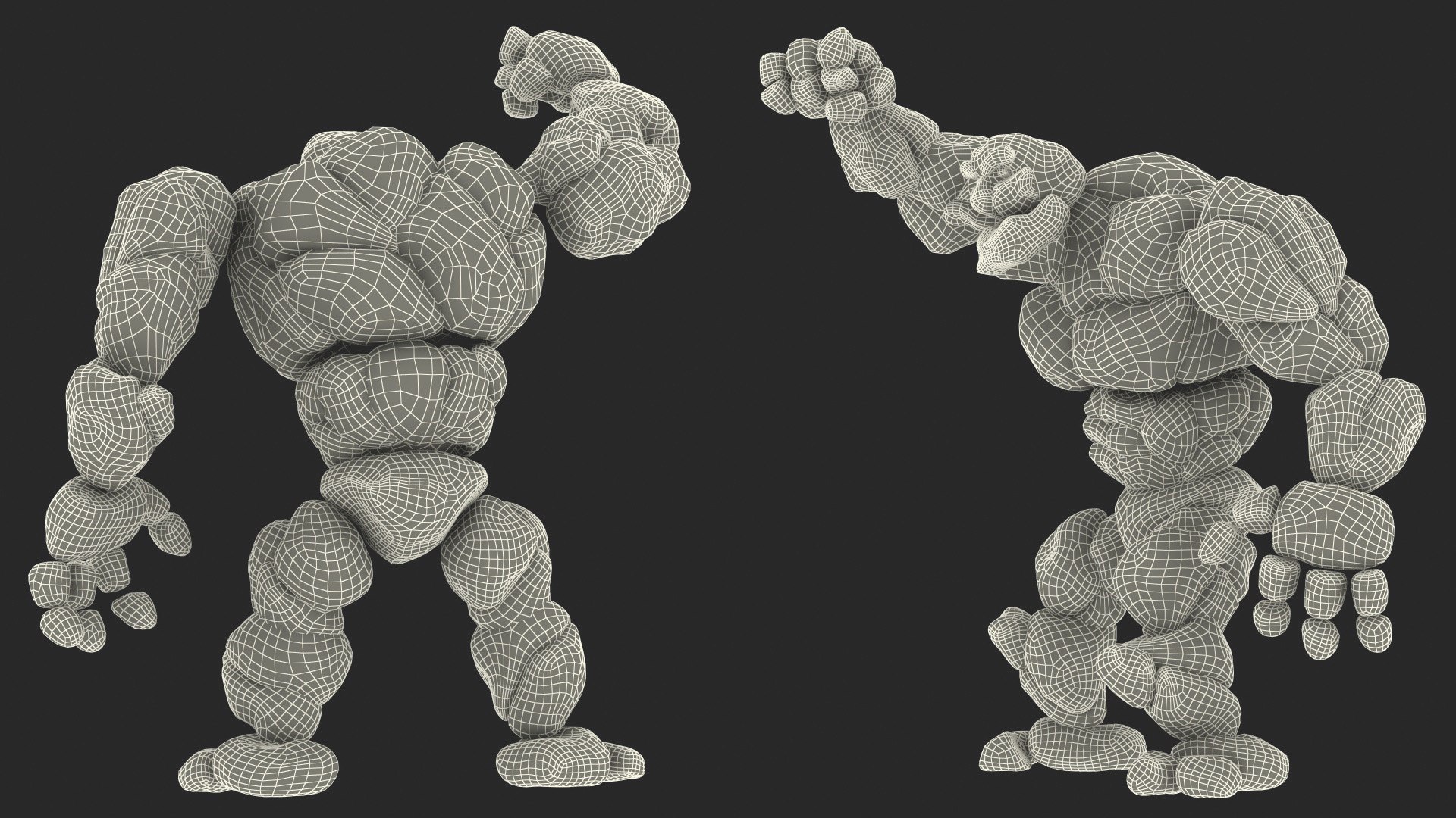 Cartoon Character Gray Stone Golem Happy Pose Model - TurboSquid 1960959