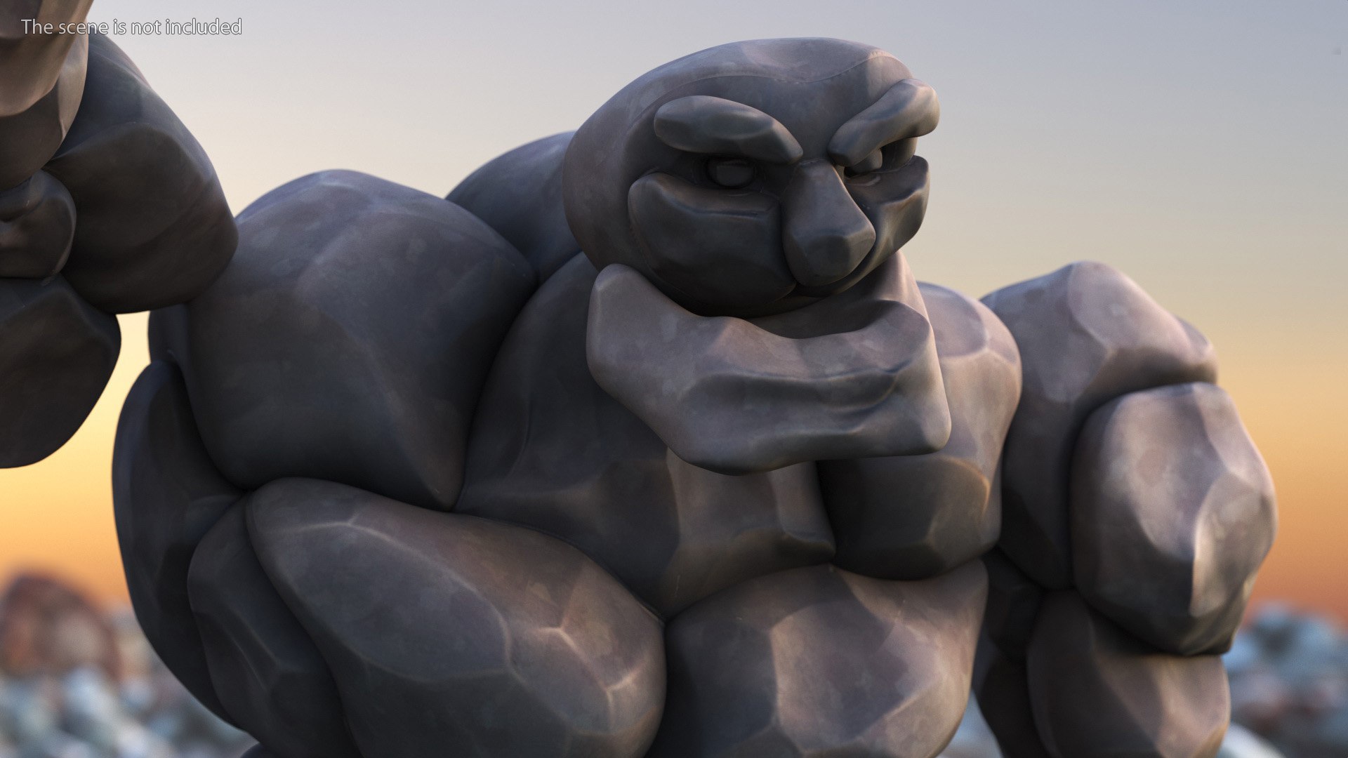 Cartoon Character Gray Stone Golem Happy Pose Model - TurboSquid 1960959