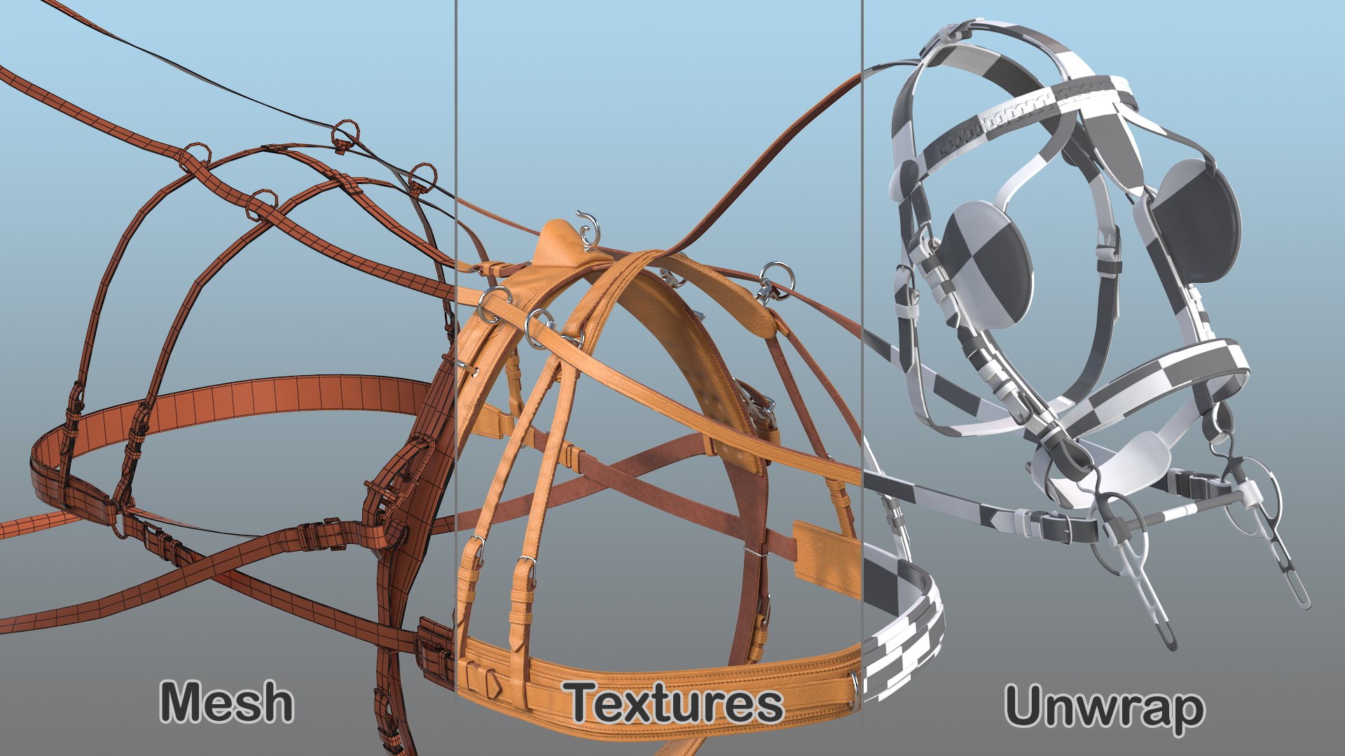 Leather single driving harness 3D model - TurboSquid 1581063