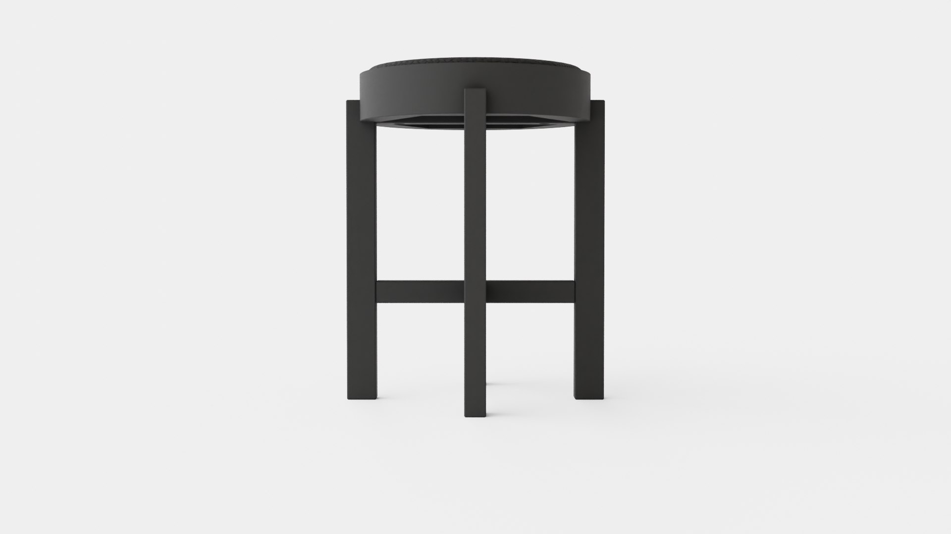 3D Model Stool With Rattan Seat Black - TurboSquid 2246710