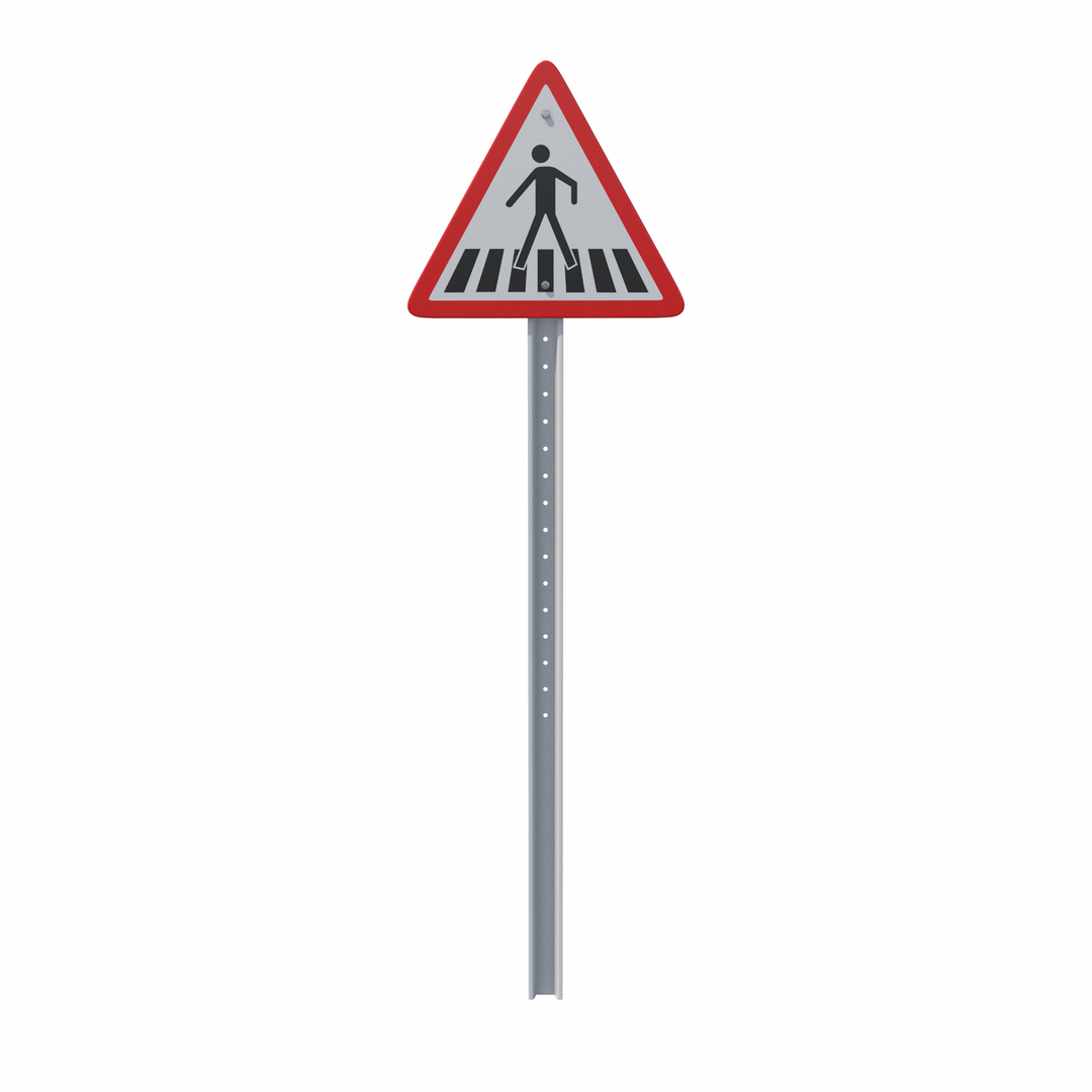 3D Crosswalk Road Sign Pole - TurboSquid 2039570