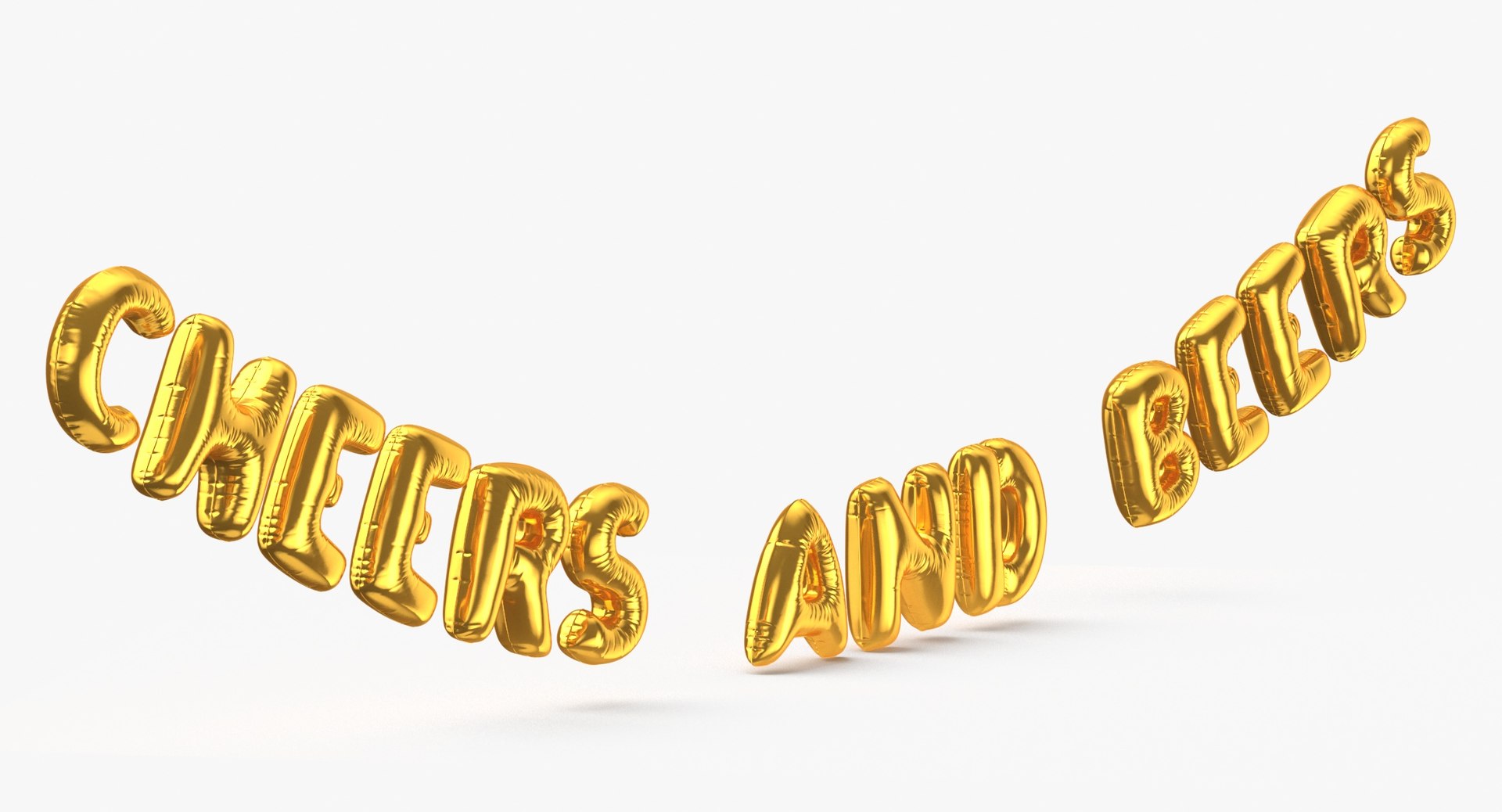 Foil Baloon Words Cheers And Beers Gold 3D Model - TurboSquid 1740078