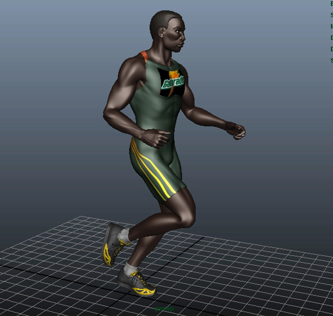 3d Model Athlete Rigged Run Animation