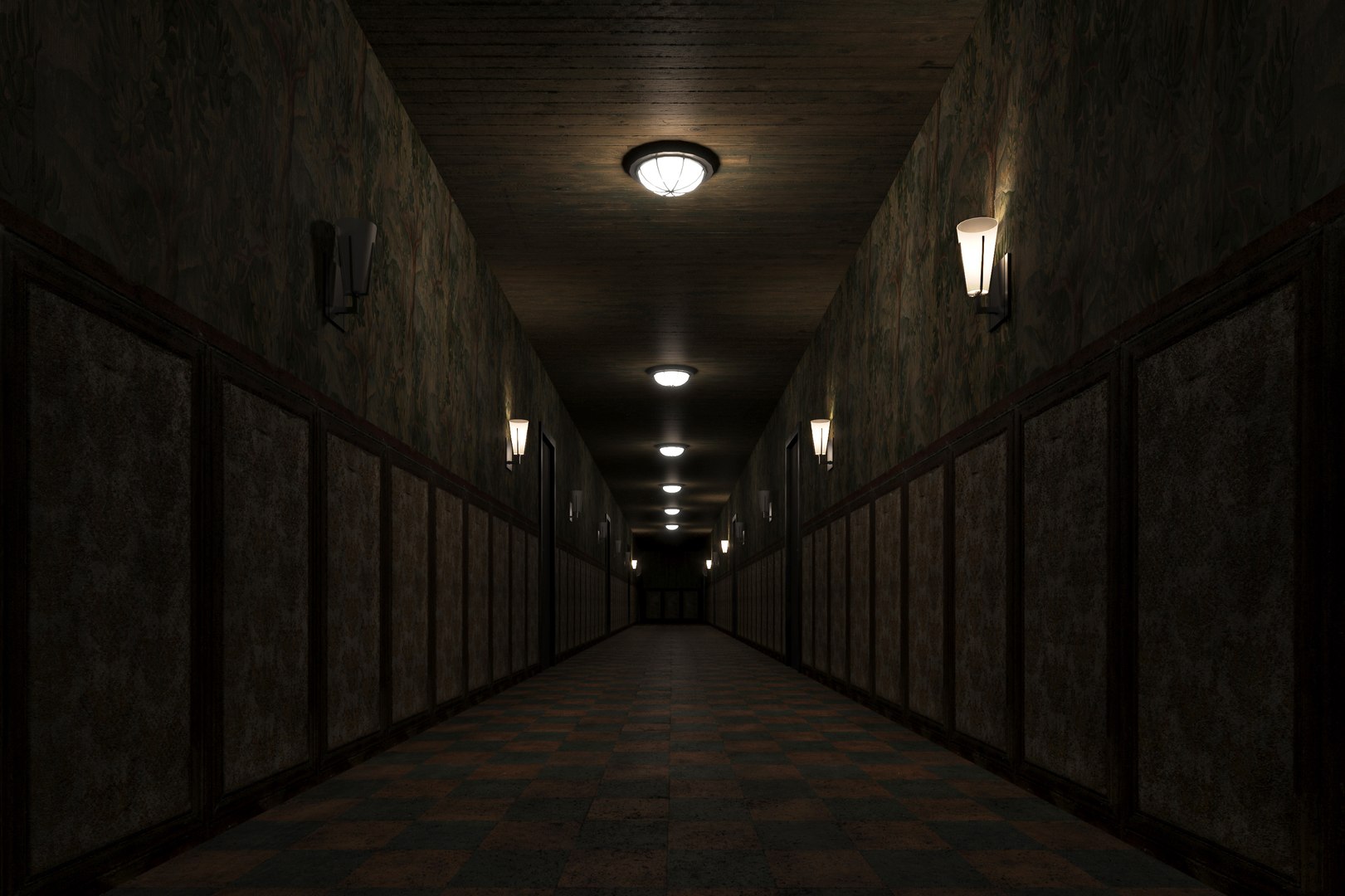 Lowpoly old dark scary corridor 05 model - TurboSquid 2016119
