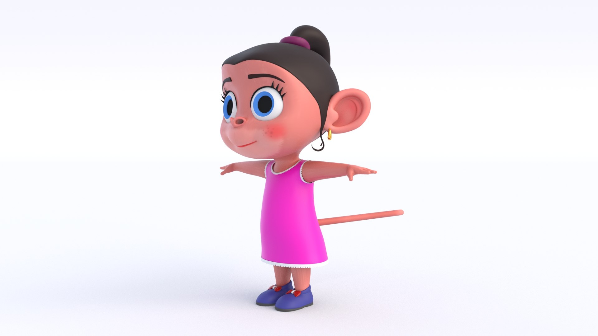 3D Cartoon Monkey Girl Model - TurboSquid 2428457