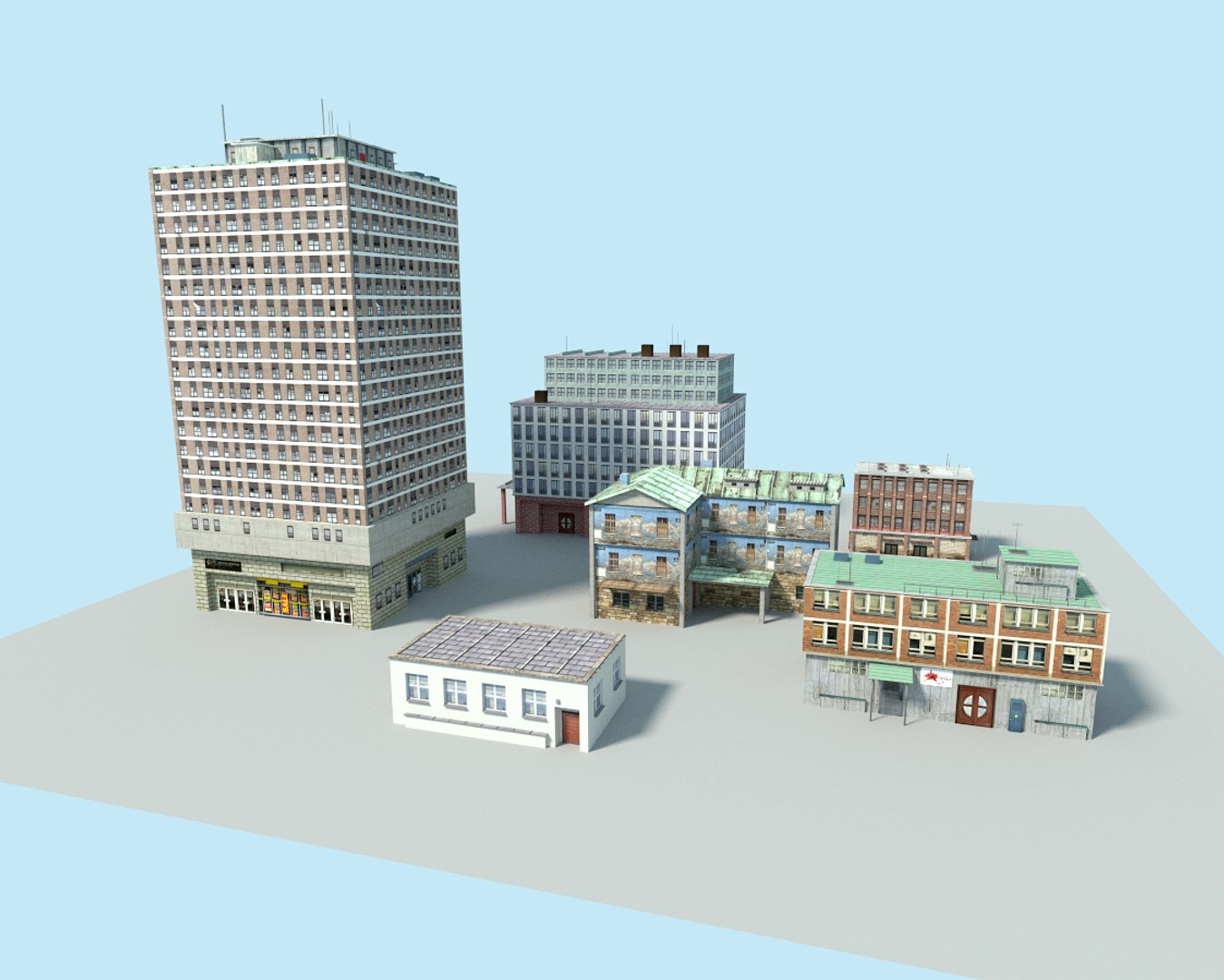 3d pack buildings model