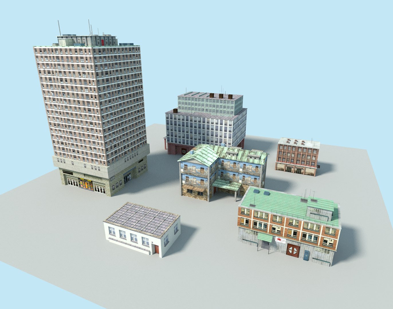 3d pack buildings model