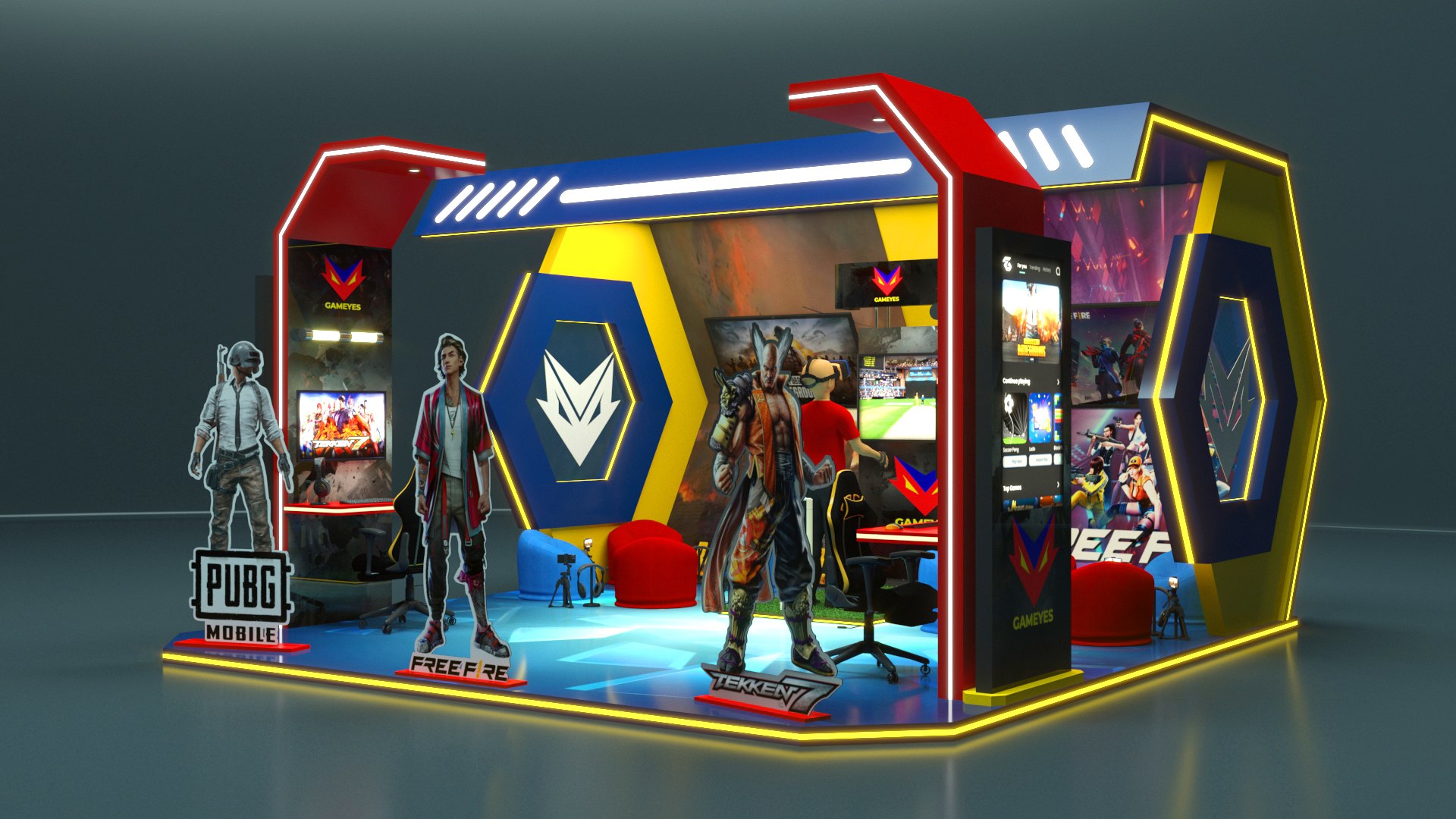 Gaming Exhibition Stand Stall 3D - TurboSquid 2209242