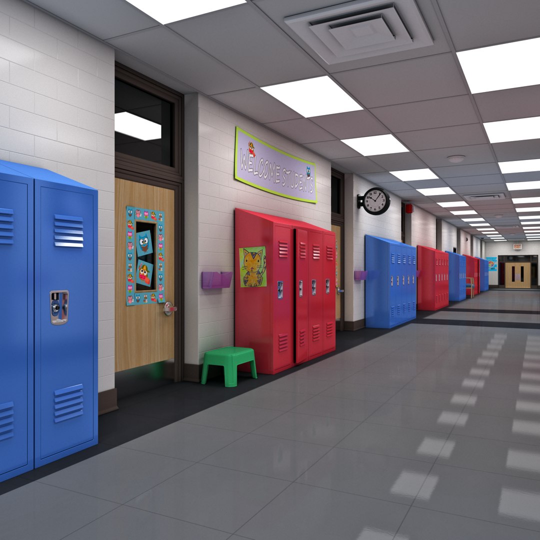 3D School Hallway - TurboSquid 1444357