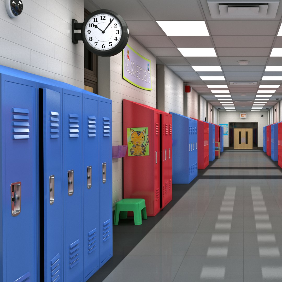 3D School Hallway - TurboSquid 1444357