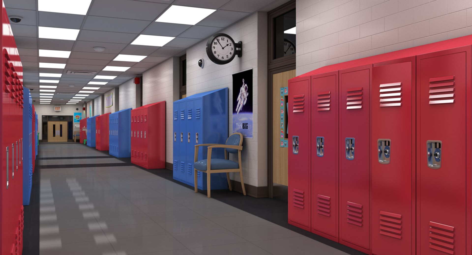 3D School Hallway - TurboSquid 1444357