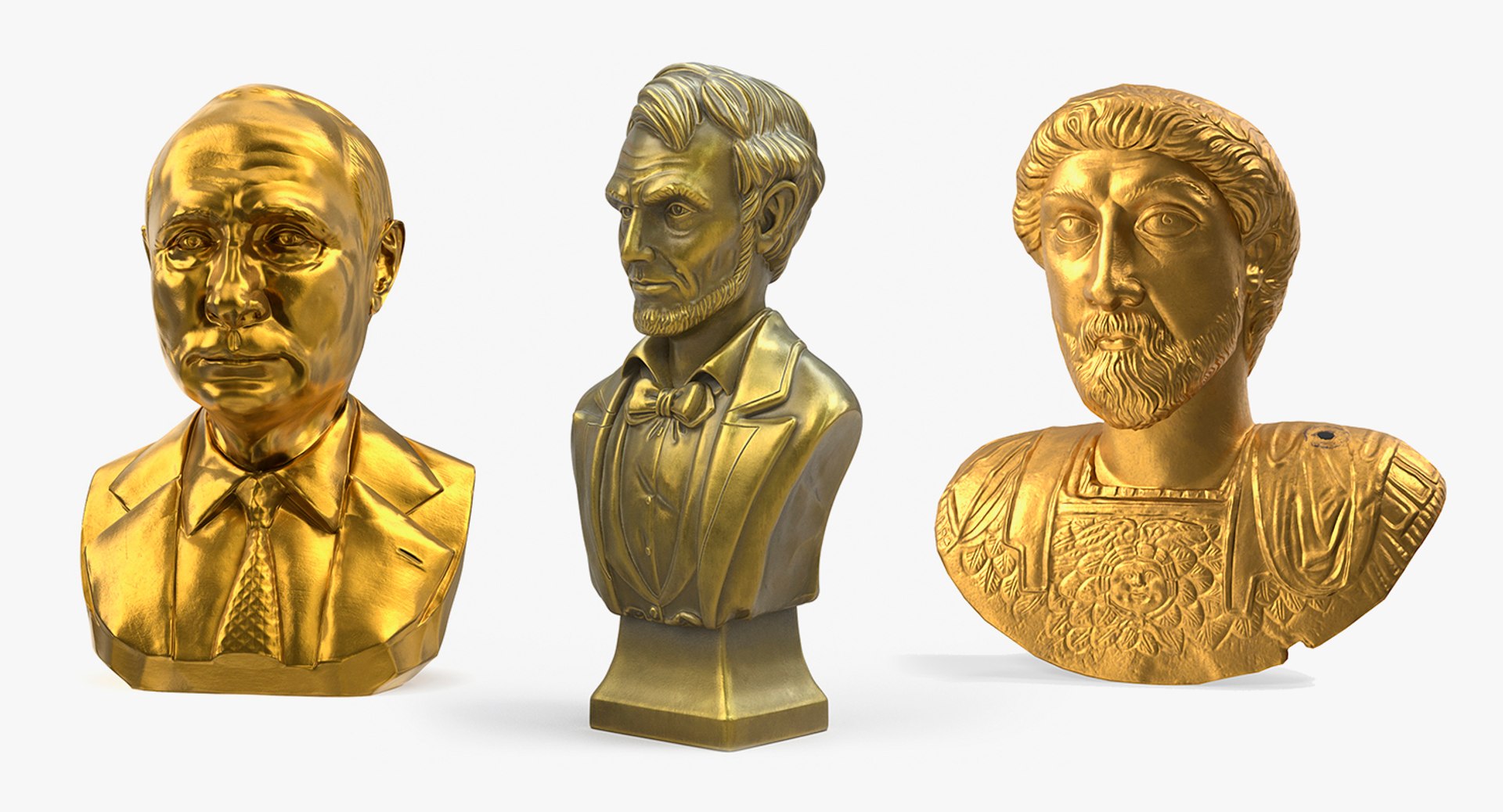 3D Historical Figures Gold Busts Collection Model - TurboSquid 2390763