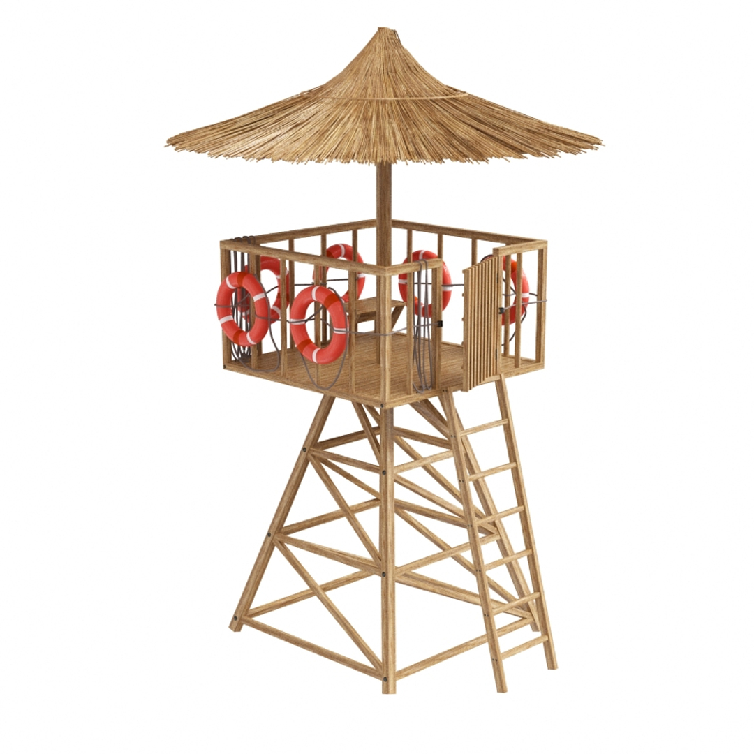 3D Lifeguard Tower Post - TurboSquid 1398765