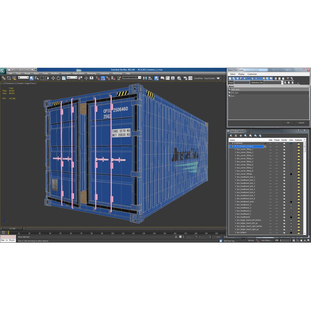 3d 20 foot storage container model