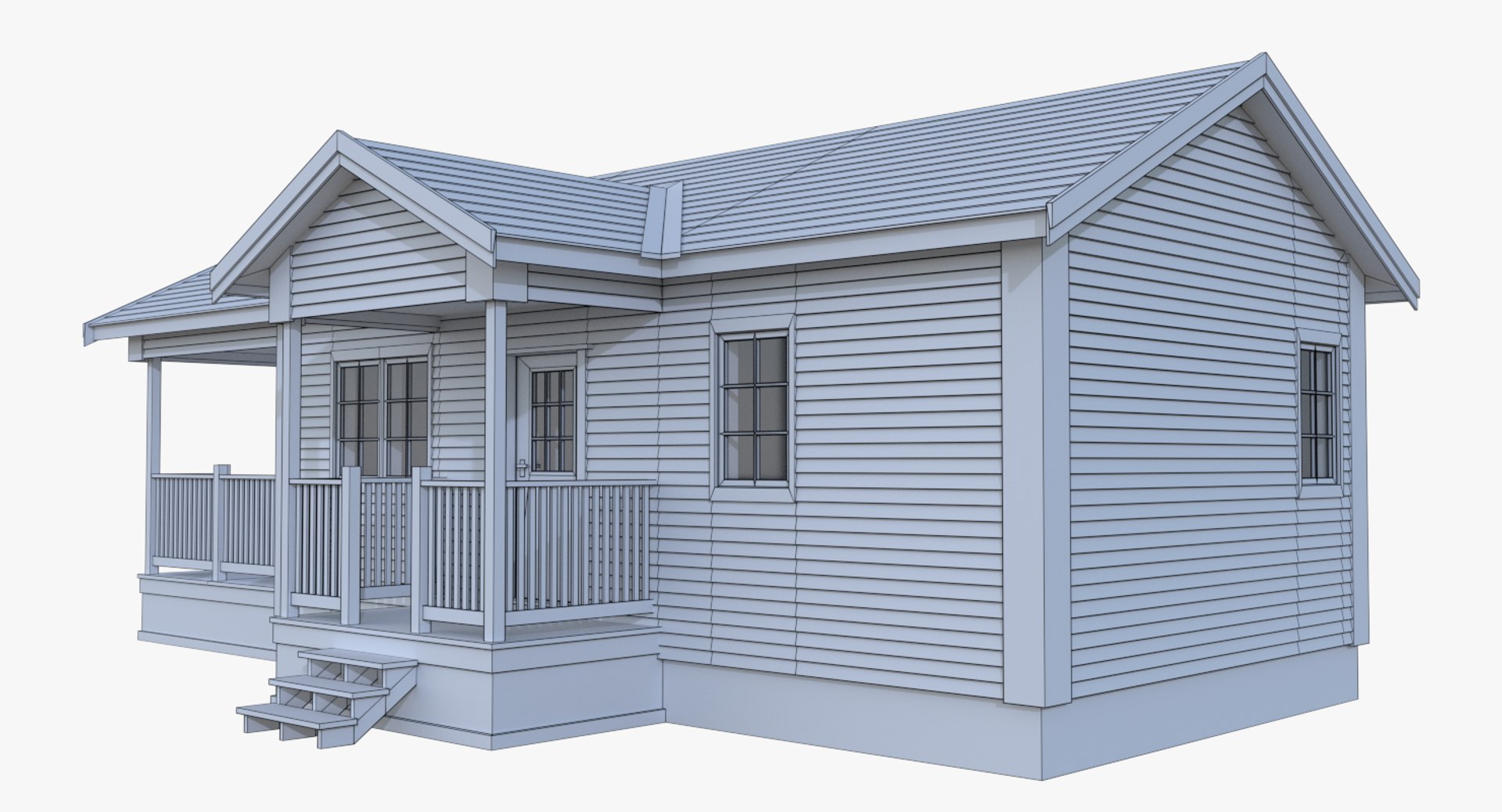 3d model scandinavian cabin interior exterior