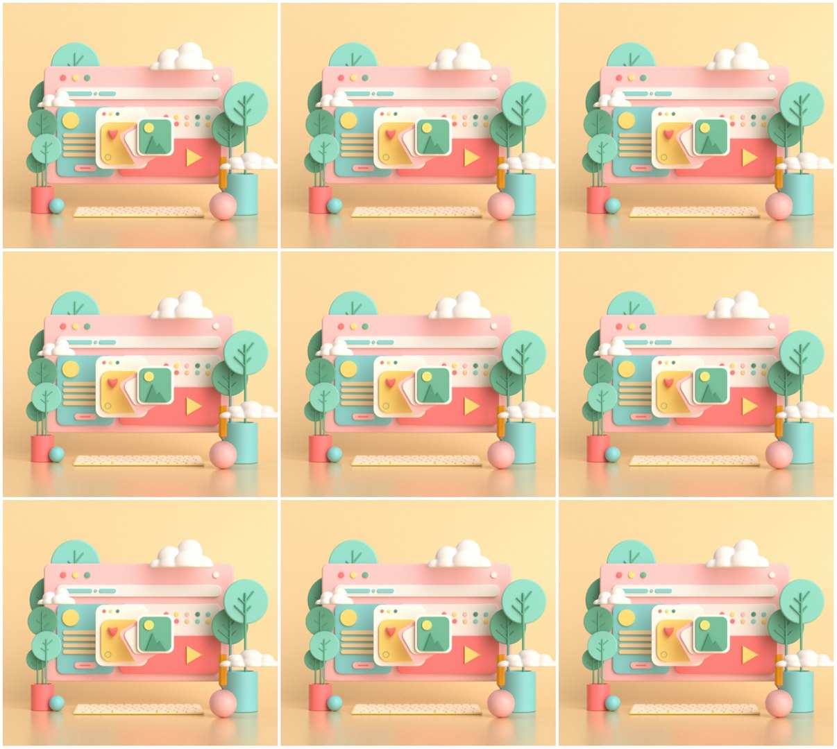 Cartoon Elements Cartoon Scene 2D Office UI Icon Animation Cartoon Web ...