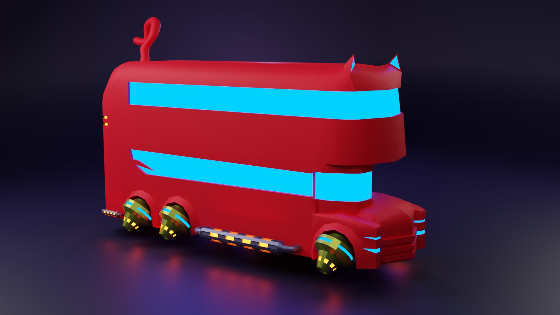 Cyberpunk Bus With Cat Ears Model - TurboSquid 2069422