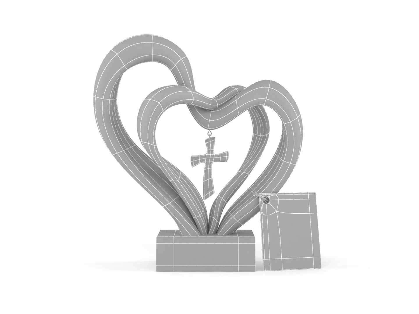 3D Double Heart Wedding Cross - TurboSquid 1595181