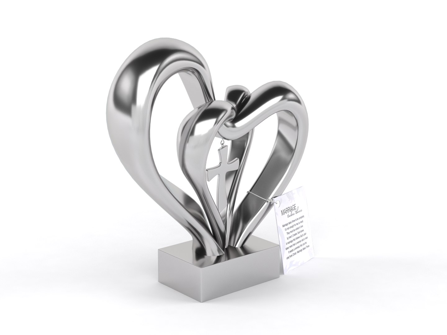 3D Double Heart Wedding Cross - TurboSquid 1595181