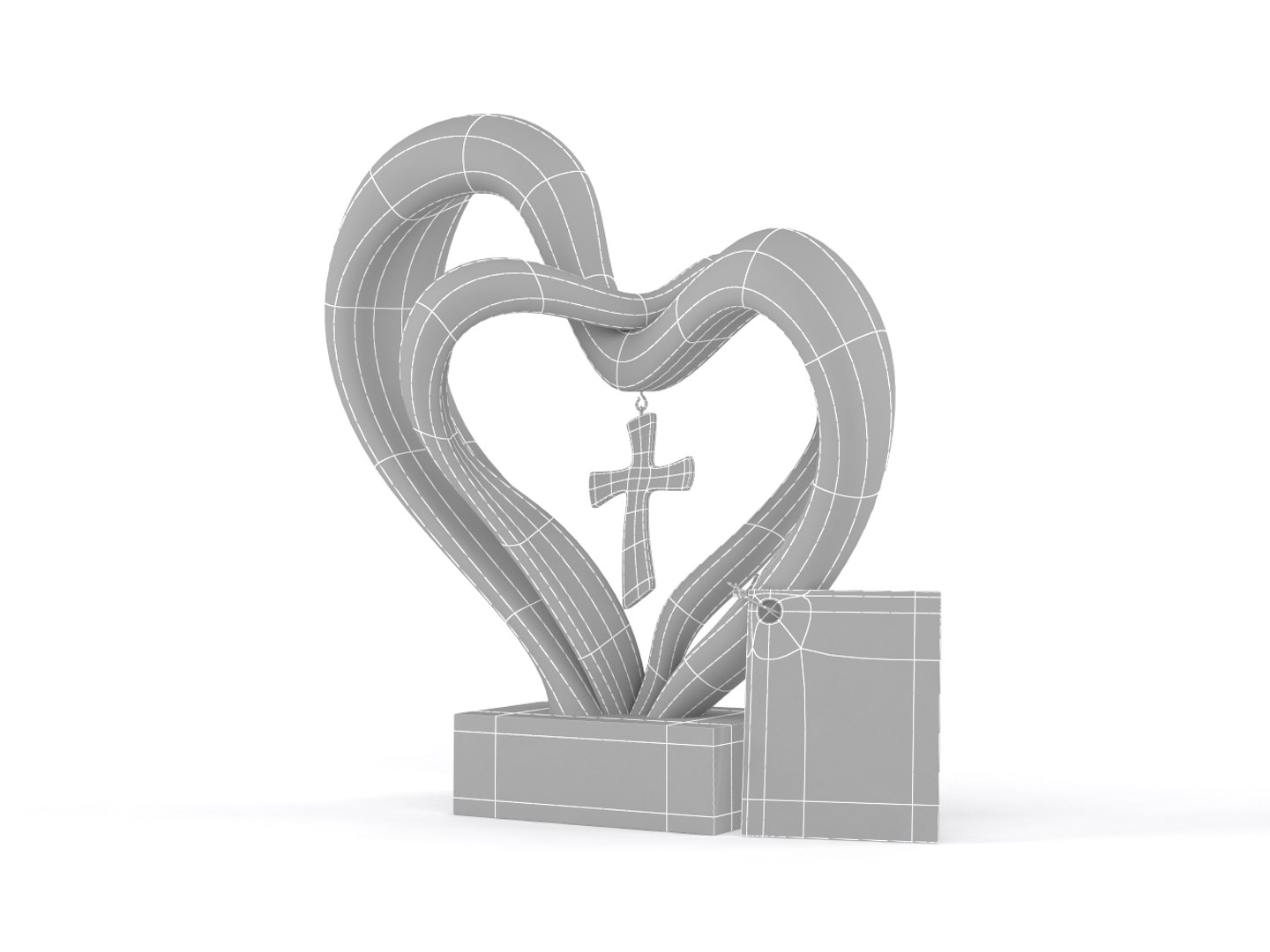 3D Double Heart Wedding Cross - TurboSquid 1595181