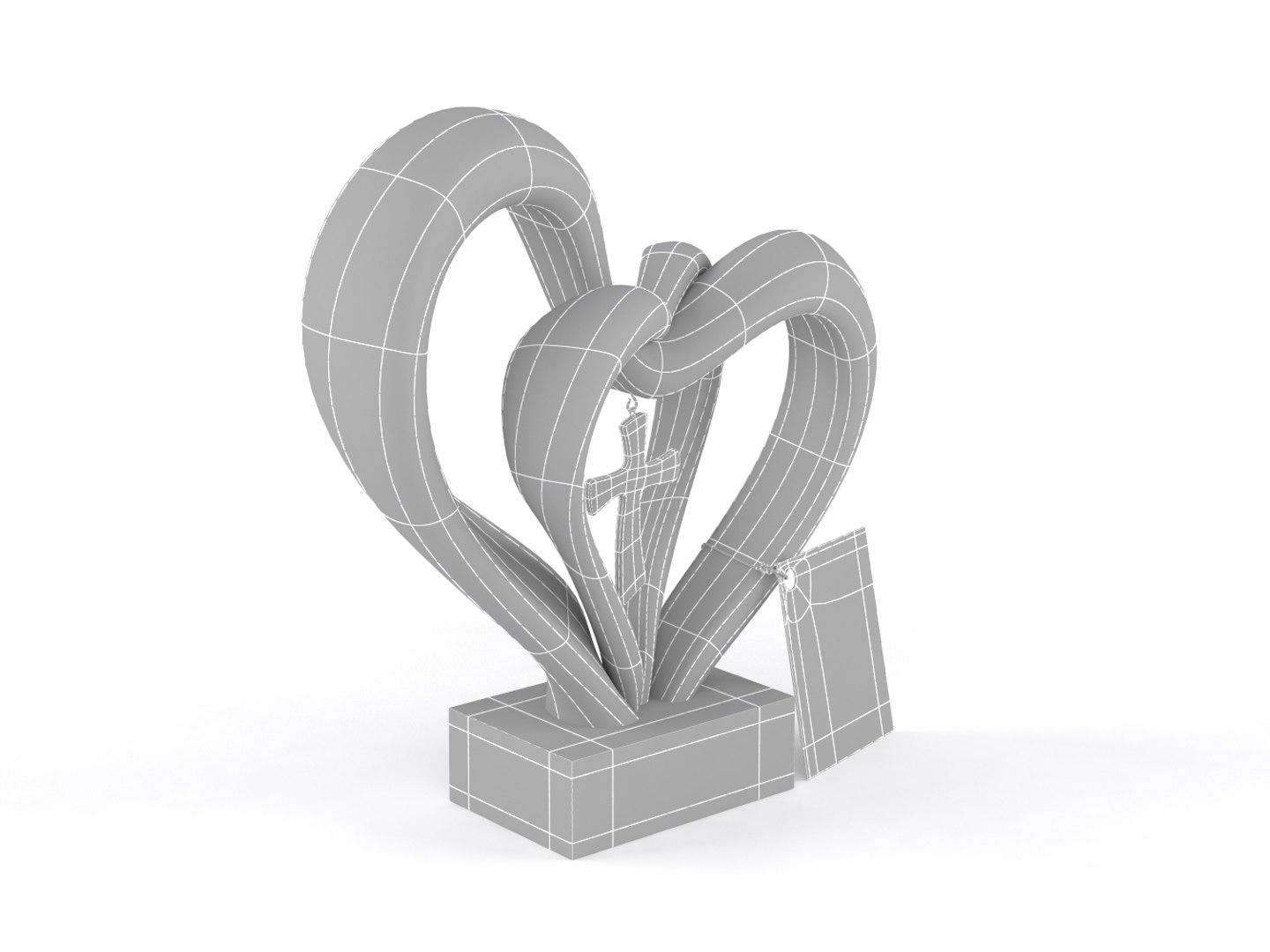 3D Double Heart Wedding Cross - TurboSquid 1595181