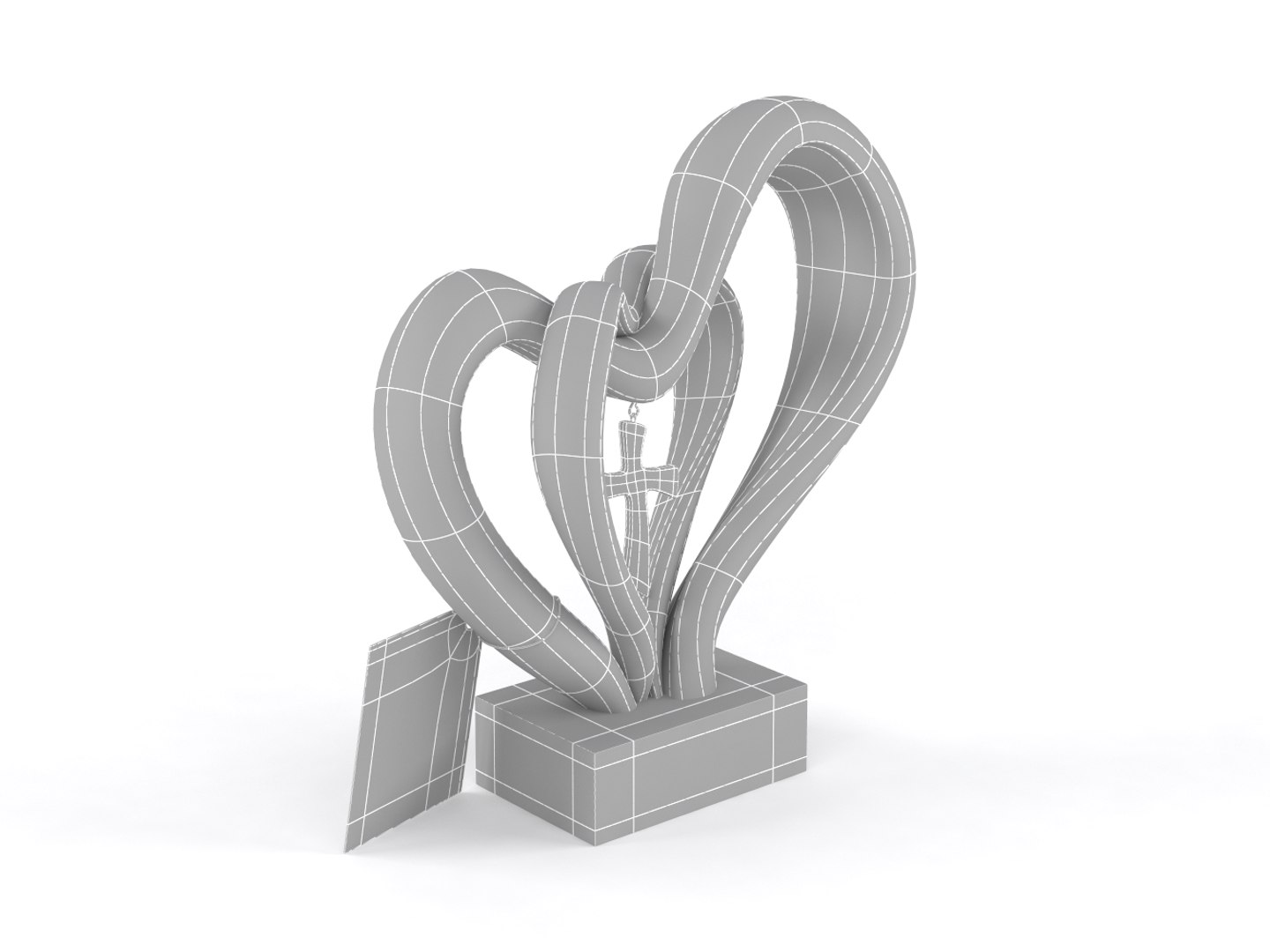 3D Double Heart Wedding Cross - TurboSquid 1595181