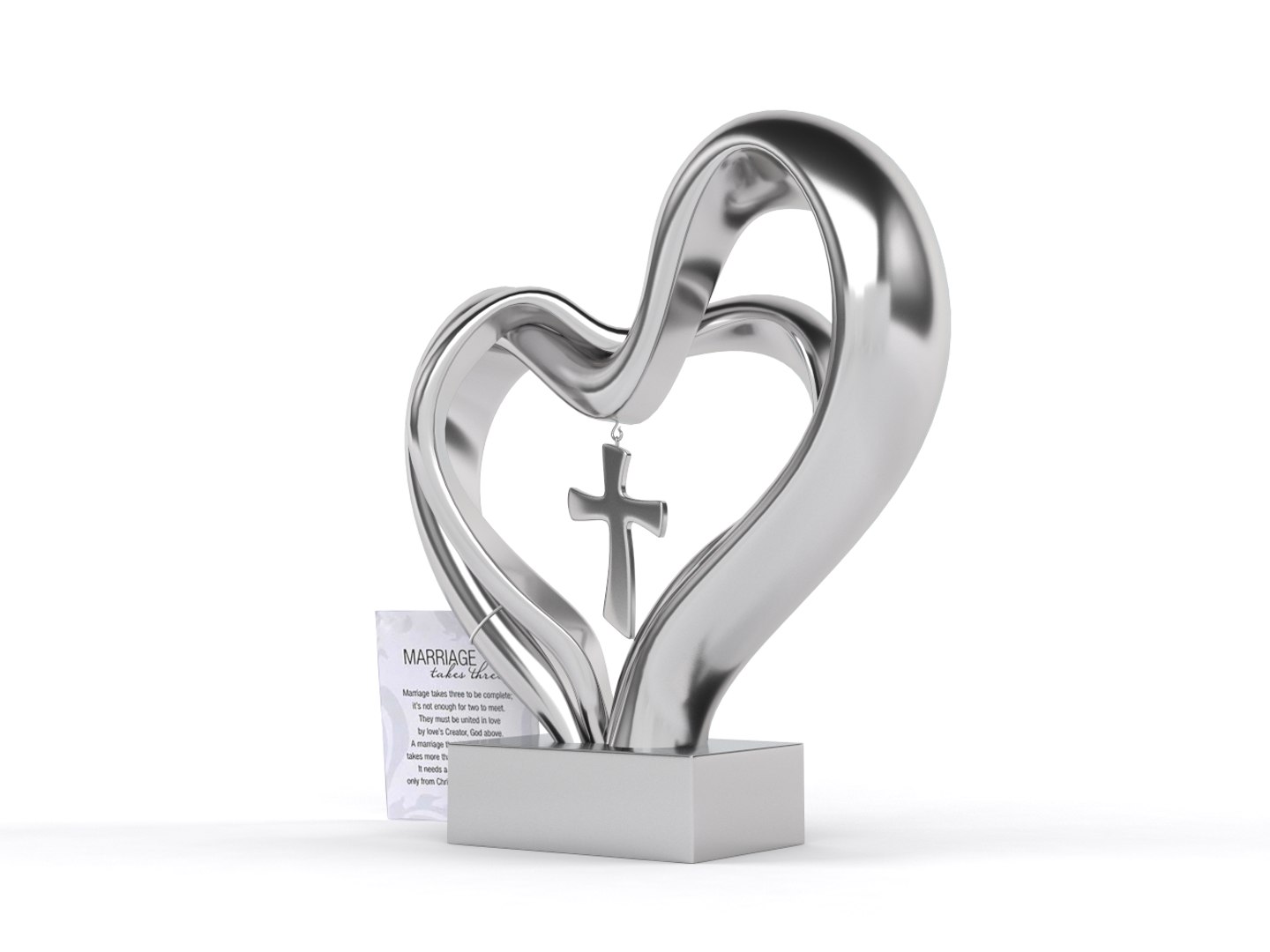 3D Double Heart Wedding Cross - TurboSquid 1595181