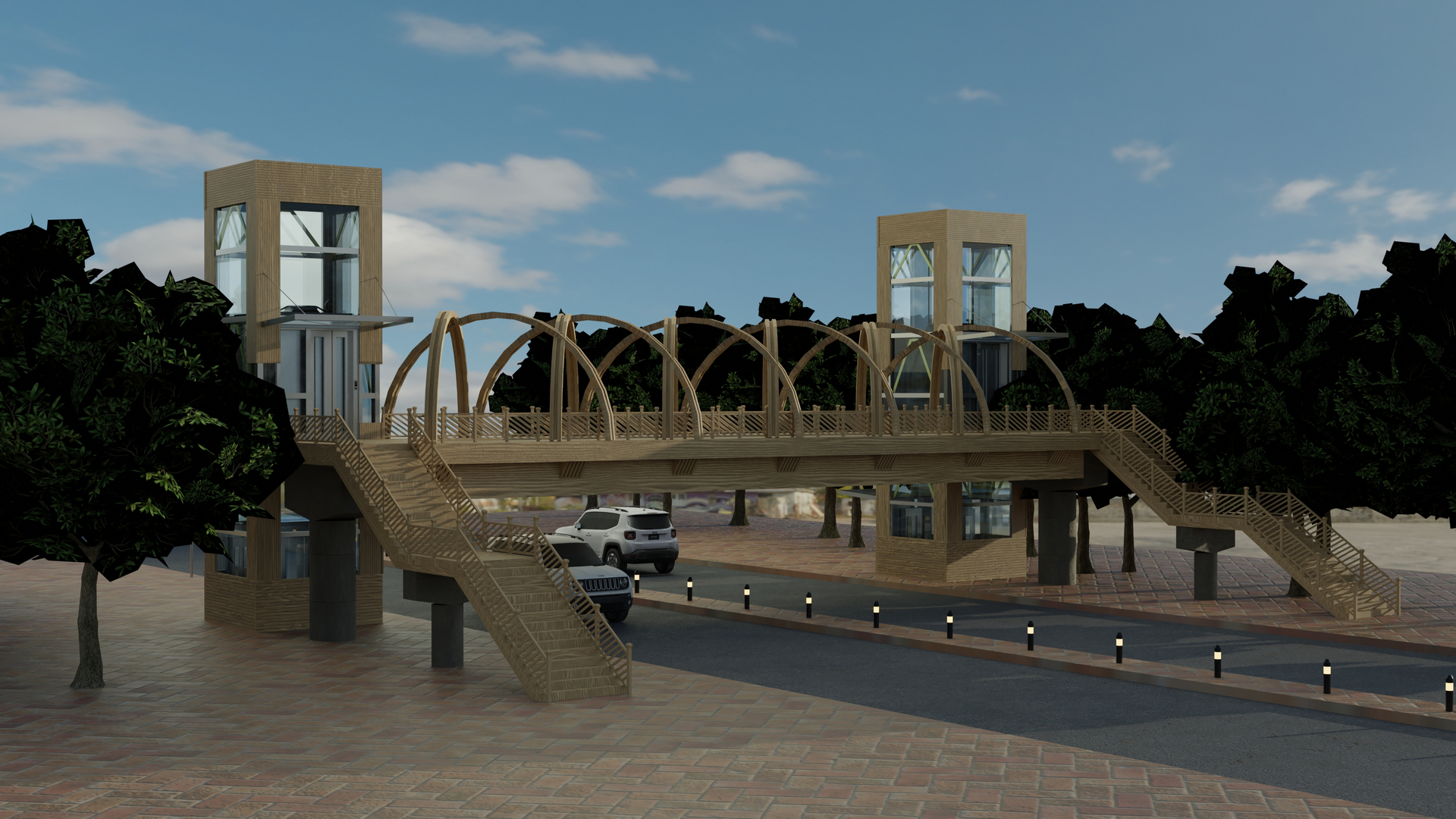3D model pedestrian overpass - TurboSquid 1702860