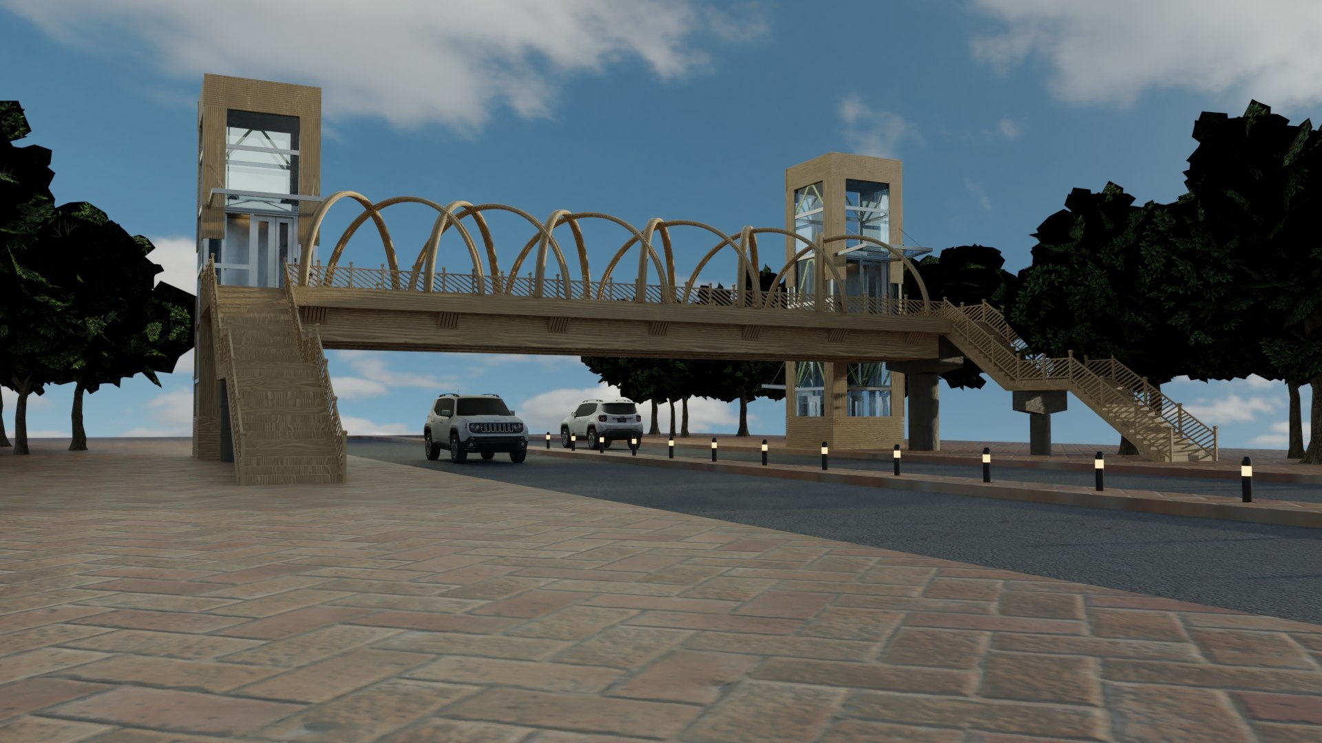 3D Model Pedestrian Overpass - TurboSquid 1702860