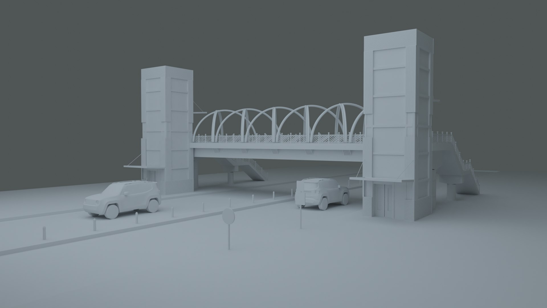 3D Model Pedestrian Overpass - TurboSquid 1702860