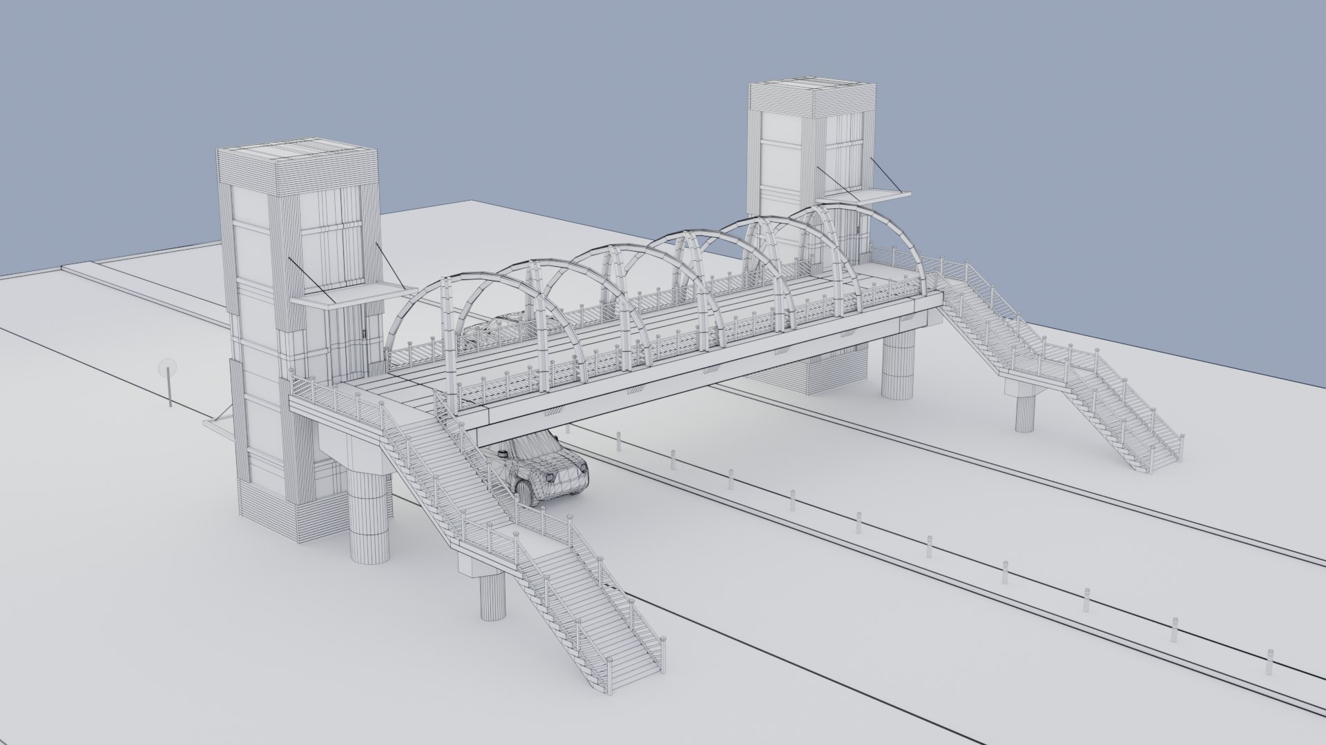 3D Model Pedestrian Overpass - TurboSquid 1702860