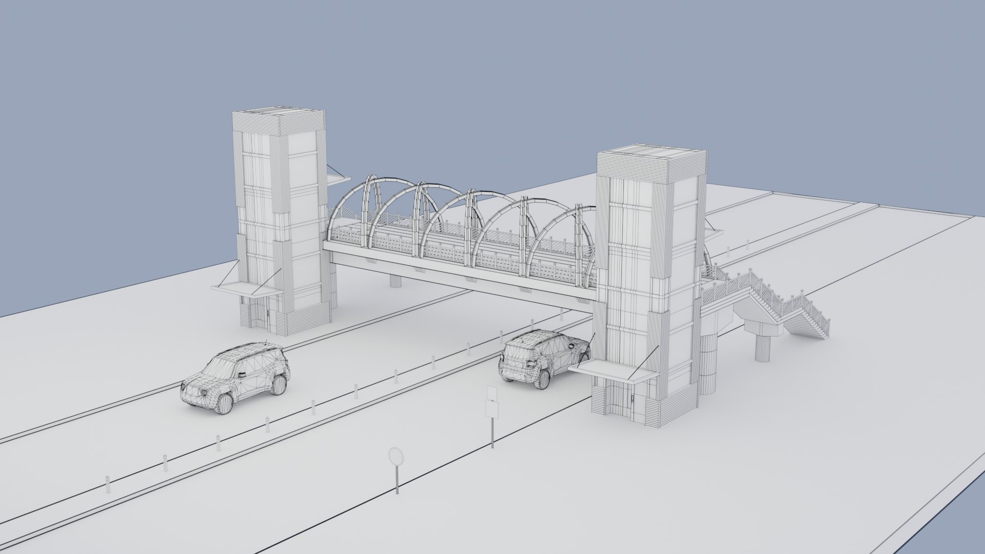 3D Model Pedestrian Overpass - TurboSquid 1702860