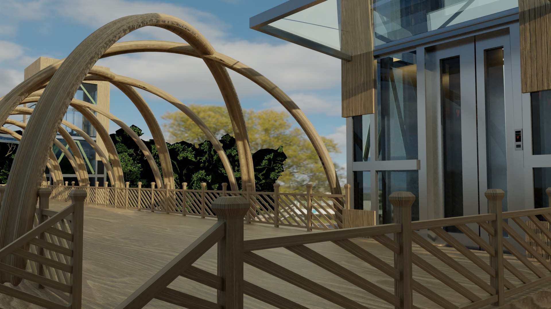 3D Model Pedestrian Overpass - TurboSquid 1702860