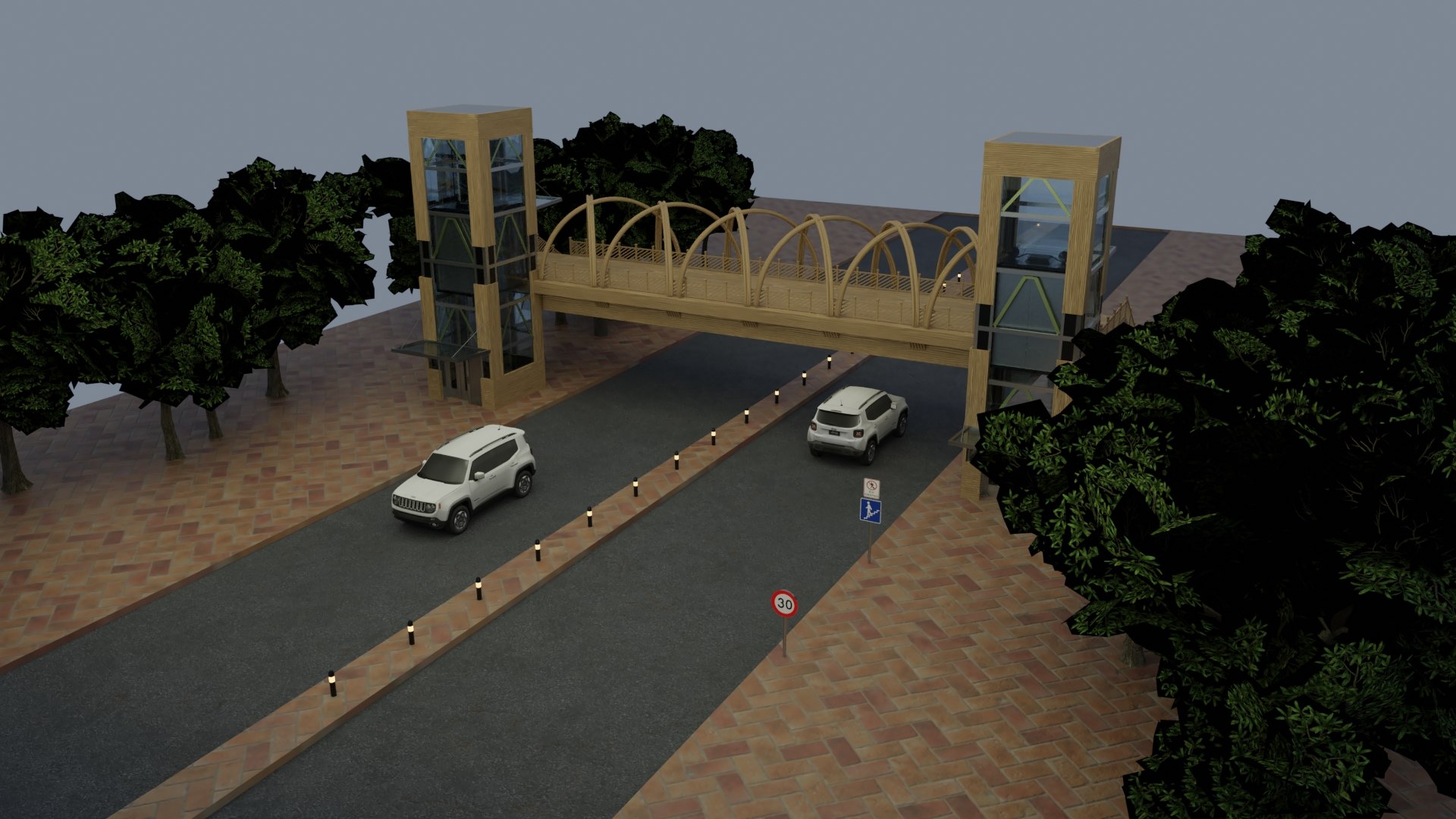 3D Model Pedestrian Overpass - TurboSquid 1702860