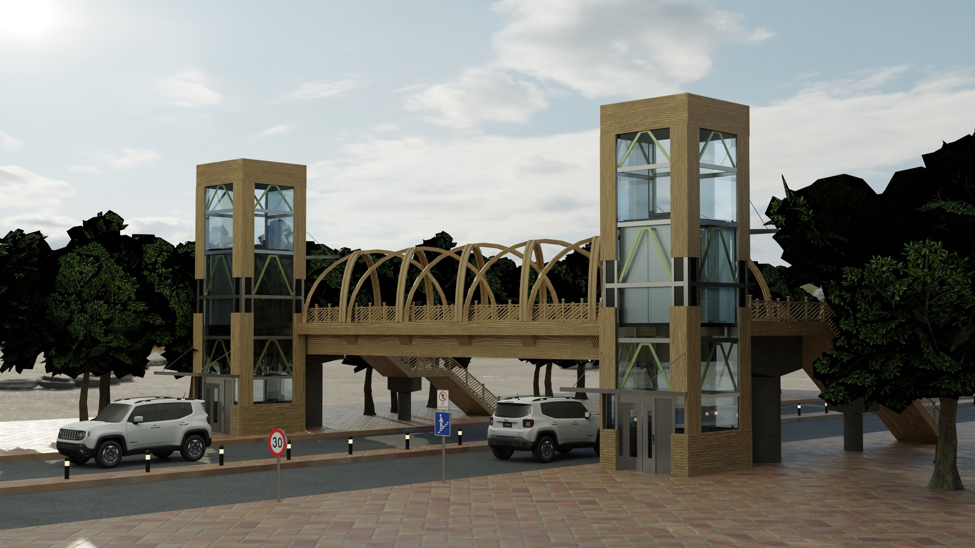 3D Model Pedestrian Overpass - TurboSquid 1702860