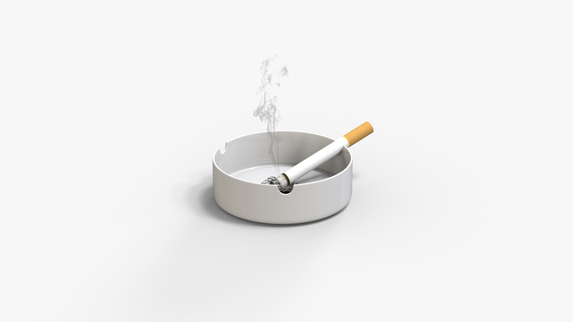 3D Model Ashtray With Cigarette - TurboSquid 2051223